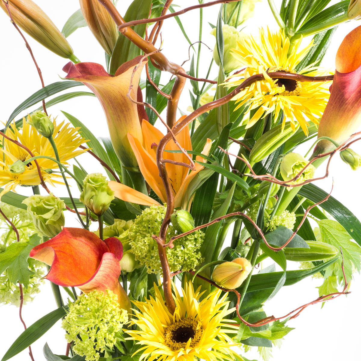 Bouquet avec Fleurs Jaunes et Oranges - CadoFrance