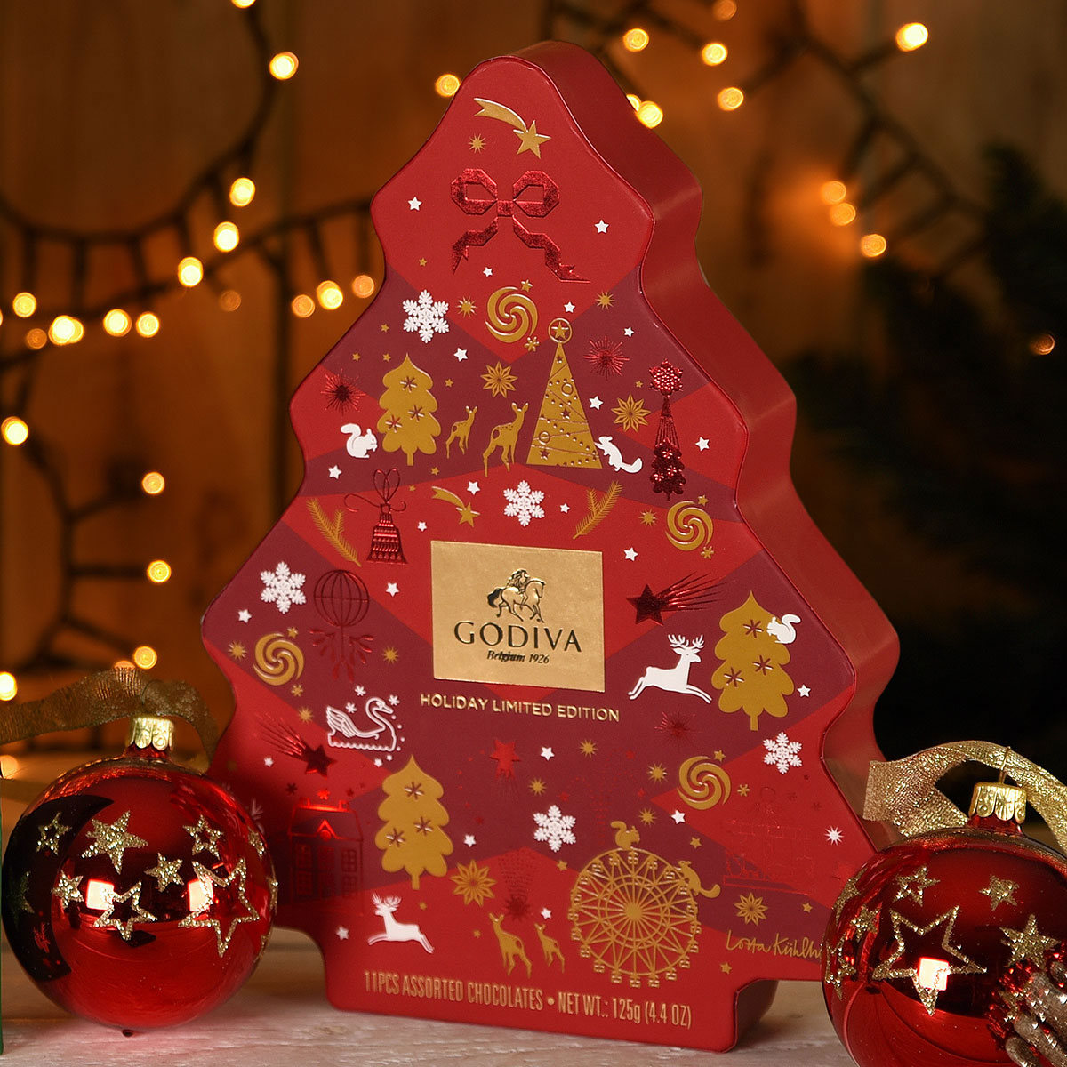 Godiva Boîte-Cadeau Sapin de Noël Chocolats, 11 pcs - CadoFrance